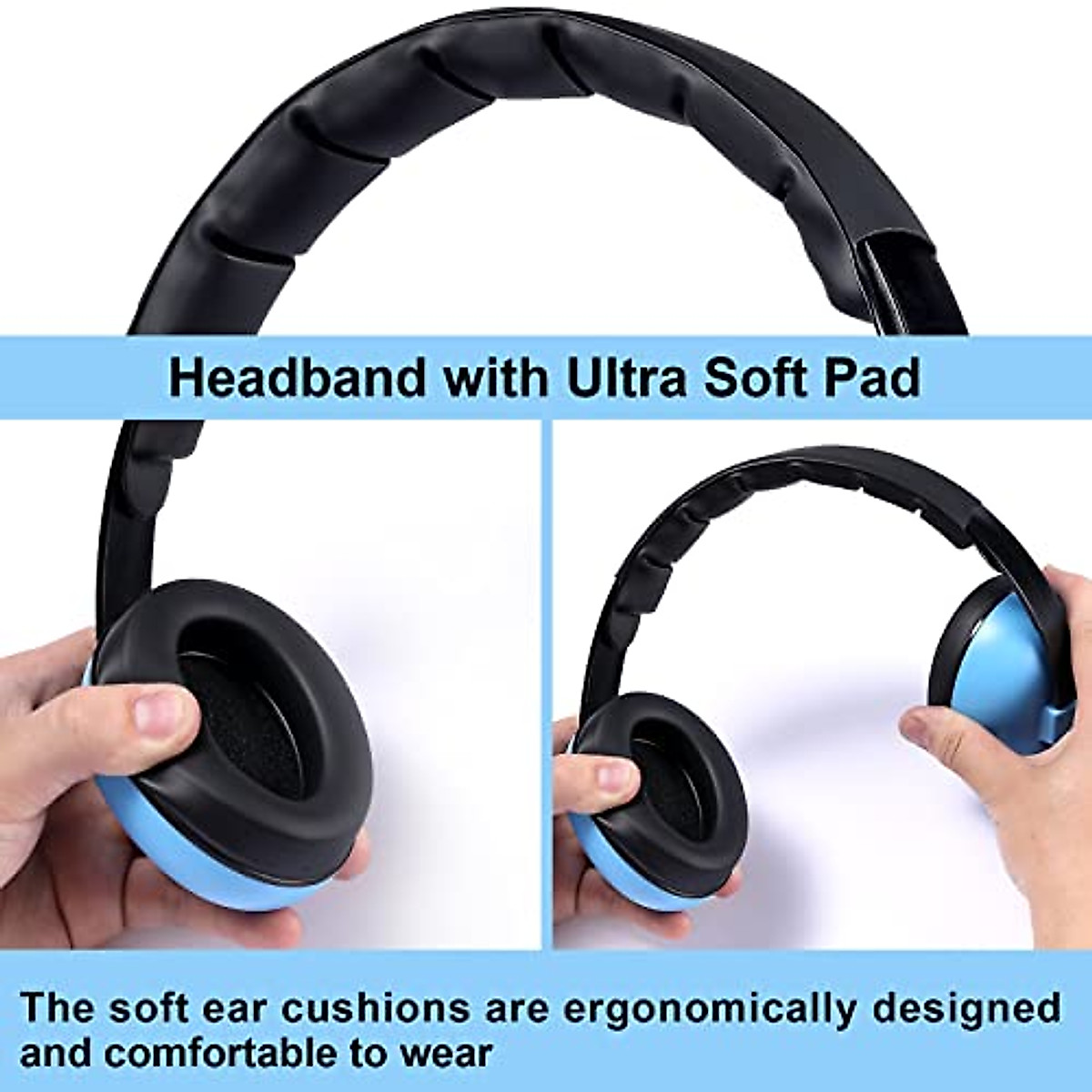 Rngeo 2 Packs Baby Noise Canceling Headphones, Baby Ear Protection Earmuffs Infant Hearing Protection Ear Muffs for Babies, Infants, Toddlers and Newborns Age 0-2+ Years (Blue & Pink)