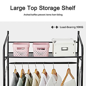 Wisfor Clothes Rack with Shelves Metal Heavy Duty Garment Clothing Rack Stand Free Standing Shelf for Bedroom