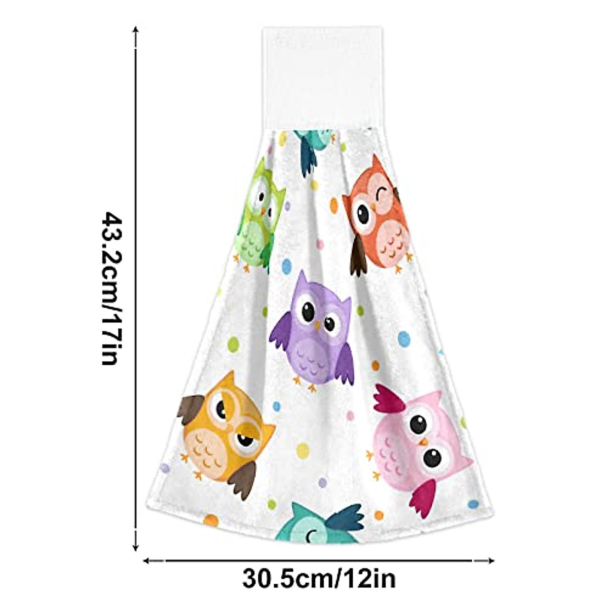 Kigai Owl Kitchen Hanging Towels Set of 2, Absorbent Hand Tie Towels Tea Bar Dishcloths Dry Towels for Kitchen Bathroom Home Decor, 12 x 17 Inch