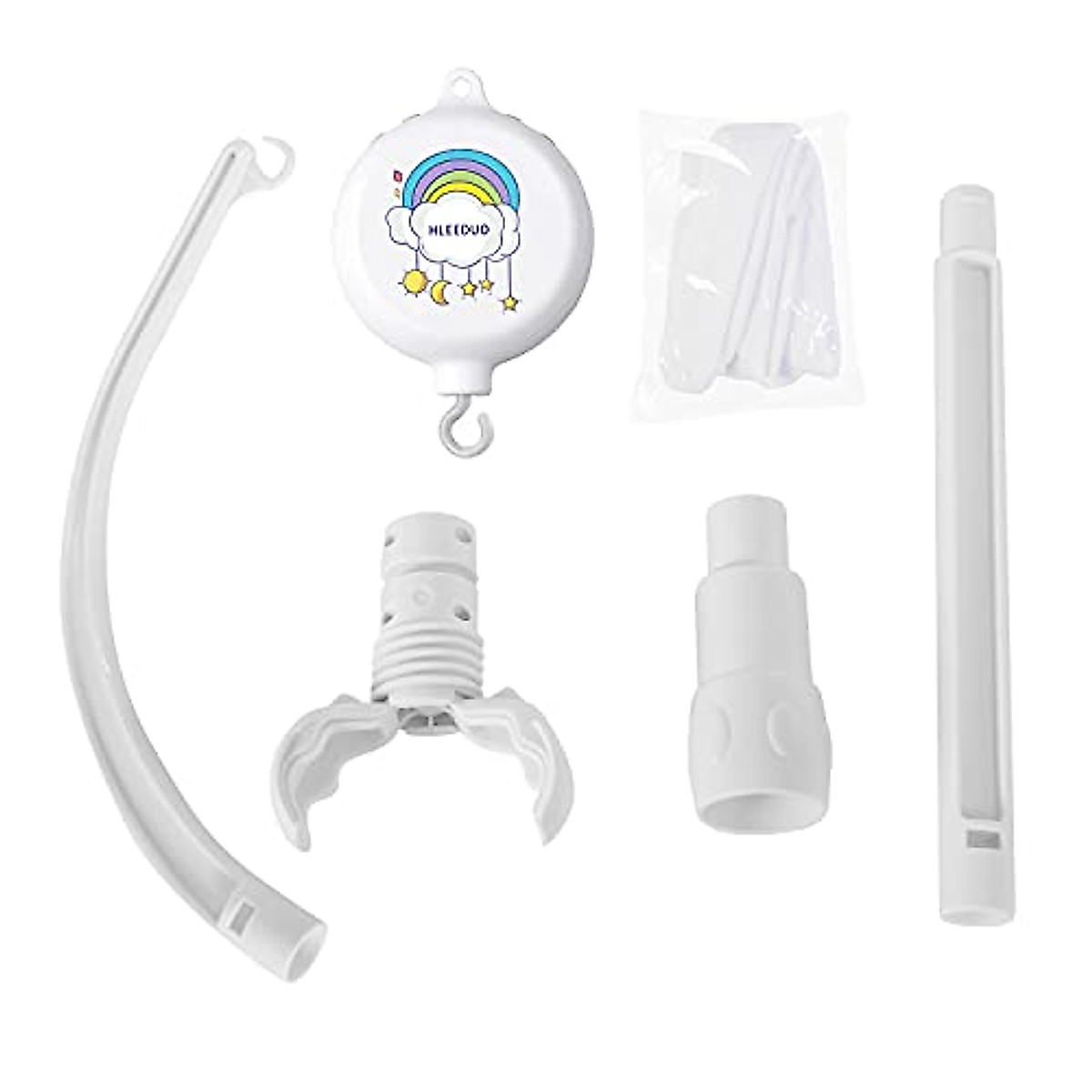 HLEEDUO 23 INCH Baby Mobile arm for Crib,Mobile Holder for Crib-White Baby Mobile arm with Nursery Crib Mobile arm Cover, Mobile Hanger for Crib