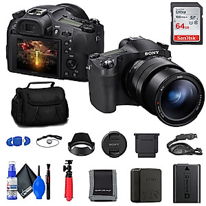Sony Cyber-Shot DSC-RX10 IV Digital Camera (DSCRX10M4/B) + 64GB Card + Card Reader + Case + Flexible Tripod + Hand Strap + Memory Card Wallet + Cap Keeper + Cleaning Kit (Renewed)