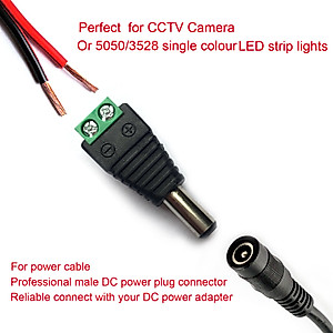 DAYKIT 10 Pairs 12V Male+Female 2.1x5.5MM DC Power Jack Plug Adapter Barrel Connector for CCTV Security Camera Led Strip