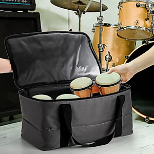 YOUEON Bongo Drum Bag with Carrying Grip, 18 Inch Standard Size Padded Bongo Gig Bag Bass Drum Fabric Bag with Dense Protective Interior Padding, Grey