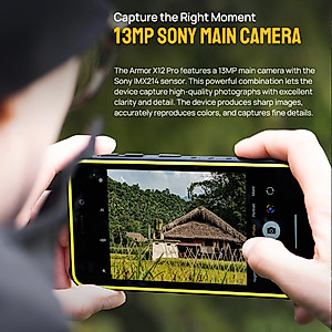 Ulefone Armor X12 Pro Rugged Smartphone Unlocked, MTK Helio G36 8GB+64GB Android 14 Cell Phone, 13MP+8MP, 5.45" HD+, 4860mAh, Dual SIM 4G Rugged Phone, NFC GPS OTG FM,T-Mobile,Black