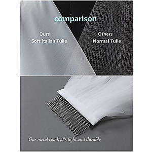 Elawbty 1 Tier Pearl Cathedral Length Wedding Bridal Veil With Metal Comb White F55