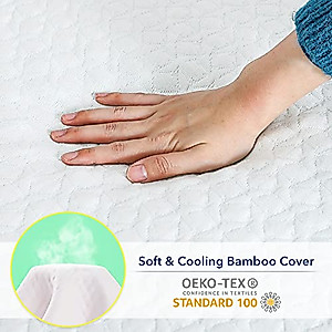 Short Queen (RV Queen) Mattress Topper, Homhougo Medium Firm Memory Foam Mattress Topper with Bamboo Cover,  3-Inch Dual Layer Bed Topper for Travel Trailer, Camper