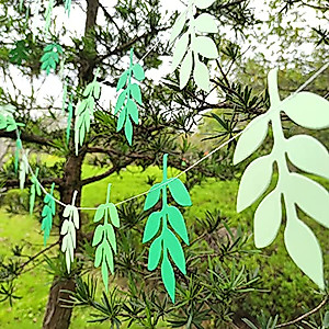 Mybbshower Green Paper Leaf Garland for Spring Party Backdrop 30 Ft Banner Birthday Wedding Decoration