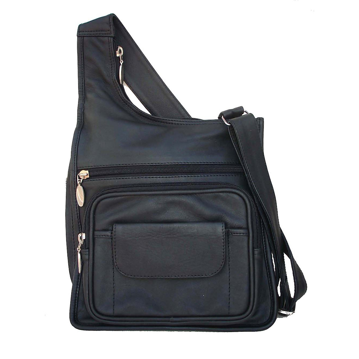 Conceal and Carry Black Leather Purse Compact Design but Highly Efficient includes Built-in Wallet and Locking Zipper for weapon security "The Lisa"