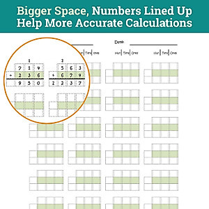 Channie's M603 Triple Digit Math Lineup Pad Math Workbook, 2nd/3rd Graders, Summer School Summer Bridge