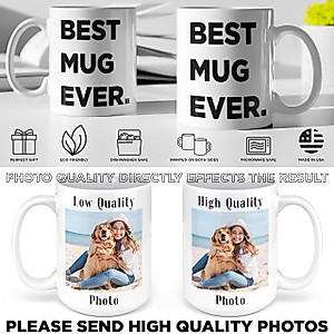 Custom Photo Coffee Mug, 11 - 15 oz. Personalized Mug w/ Picture, Text, Name - Gifts for Boyfriend, Girlfriend, Best Friend, Christmas Gifts, Taza Personalizadas - White