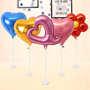 12PCS Balloon Stick Stand - Balloon Holder Cup with Balloon Pole and Flower Stand Base - Table Desktop Centerpiece Decorations for Wedding Birthday Baby Shower Any Party Balloon Accessories