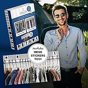 Closet Style Files Clothing Dividers - 8 Sturdy Plastic Clothing Dividers with 30 Organizational Sticker Options