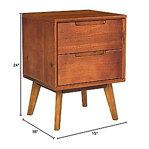 Amazon Brand - Rivet Mid-Century Stark 2-Drawer Nightstand, Square, Brown,18 in x 15 in x 24 in (D x W x H)