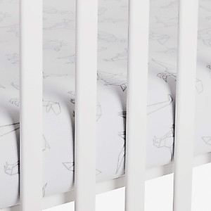 Andi Mae Crib Sheet - Grey Dinosaurs -100% Jersey Cotton - Fits Standard Crib or Toddler Mattresses
