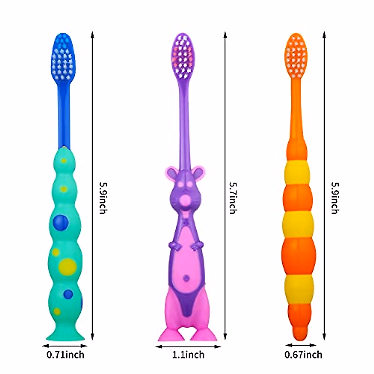 Lauwell Toddler Toothbrush Kids Manual Toothbrush Individually Wrapped Toothbrushes with Covers Suction Cup Toothbrush Lovely Soft Bristle Animal Toothbrush for Kids Sensitive Teeth (12 Pieces)