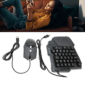Half Hand Gaming Keyboard and Mouse Combo, 4 in 1 Mobile Game Combo Pack, Mobile Gamepad Controller, One Handed Gaming Keyboard, Mouse Converter, Adjustable Phone Stand