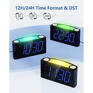 Digital Alarm Clock for Bedroom - 7 Color Night Light,2 USB Chargers,7.5" Large Number Screen & Slider Dimmer,12/24 H,Battery Backup,Easy Loud Electric Alarm Clock for Heavy Sleeper,Boy&Girl Kid Teen