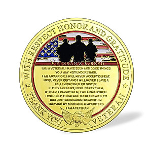 Military Veterans Creed Challenge Coin Thank You for Your Service