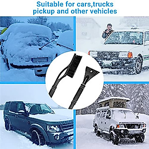 Qidoe Car Snow Brush and Ice Scraper Extendable for Car Windshield - 2 Pack: Snow Removal Winter Car Accessories with Ergonomic Foam Grip for SUVs Trucks Cars (Heavy Duty ABS, PVC Brush 24" Long)