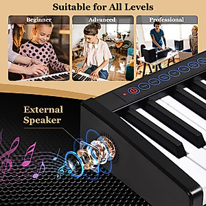 Costzon 88-Key Digital Piano, Portable Electric Keyboard Piano with Full Size Semi Weighted Keys, Sustain Pedal, Power Supply, USB/MIDI Keyboard & Carrying Case, Fit for Beginners Adults Kids, Black