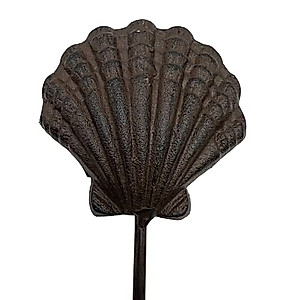 Needzo Cast Iron Rusted Seashell Wall Hook, Nautical Themed Decor for Beach House, Lake House, or Home, Rustic Hooks for Towels, Keys, Coats, and More,7.25 Inches