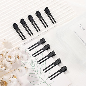 choicbaby 120pcs Double Prong Curl Clips, 1.8' Stainless Steel Hair Clips for Hair Bow, Great Pin Curl Clip, Hair Salon Barber (Black, 1.8 inches, 4.5 cm)
