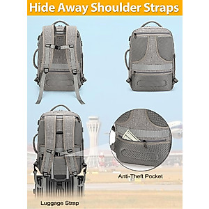 BAGODI Carry On Backpack for Men Women,42L Flight Approved Travel Backpack with 4 Packing cubes,Expandable Water-resistant 17Inch Laptop Backpack,Casual Daypack Businless Weekend Hiking