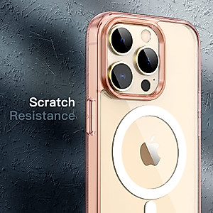 JETech Magnetic Case for iPhone 13 Pro Max 6.7-Inch Compatible with MagSafe Wireless Charging, Shockproof Phone Bumper Cover, Anti-Scratch Clear Back (Rose Gold)