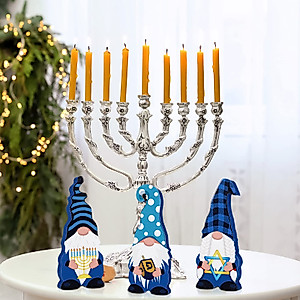 3 Pieces Hanukkah Gnomes Wood Blocks, Hanukkah Table Decorations Chanukah Table Centerpieces Wooden Gnomes Signs for Desk Shelf Display Holiday Party Home Supplies Decorations