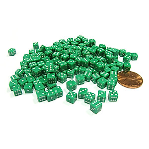 Koplow Games 200 Six Sided D6 5mm .197 Inch Die Small Tiny Mini Miniature Green Dice
