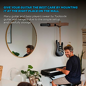 TOOLSSIDE 5 Pcs Guitar Hanger Wall Mount Hook Stand 180 - Guitar Hooks for Wall Adjustable with Slat Adapter - Guitar Wall Mount for Electric Acoustic and Bass Guitars