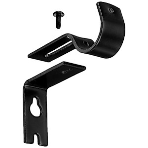 Amazon Basics Adjustable Curtain Rod Wall Bracket Hooks, Set of 2, Black