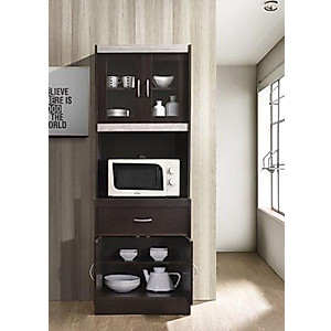 Hodedah HIK96 Choco Kitchen Cabinet, Chocolate Grey
