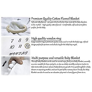 Baby Monthly Milestone Blanket for Boy Girl Gender Neutral Gift for Baby Shower-Circle Ring Play Mat Large- Double Sided Pom Pom Ball Thick Flannel Round Rug for Boy Girl, BabyPhotography Props