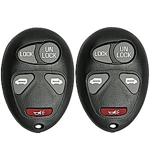 Keyless2Go Replacement for Keyless Entry Car Key Fob Vehicles That Use 5 Button L2C0007T Remote, Self-Programming - 2 Pack