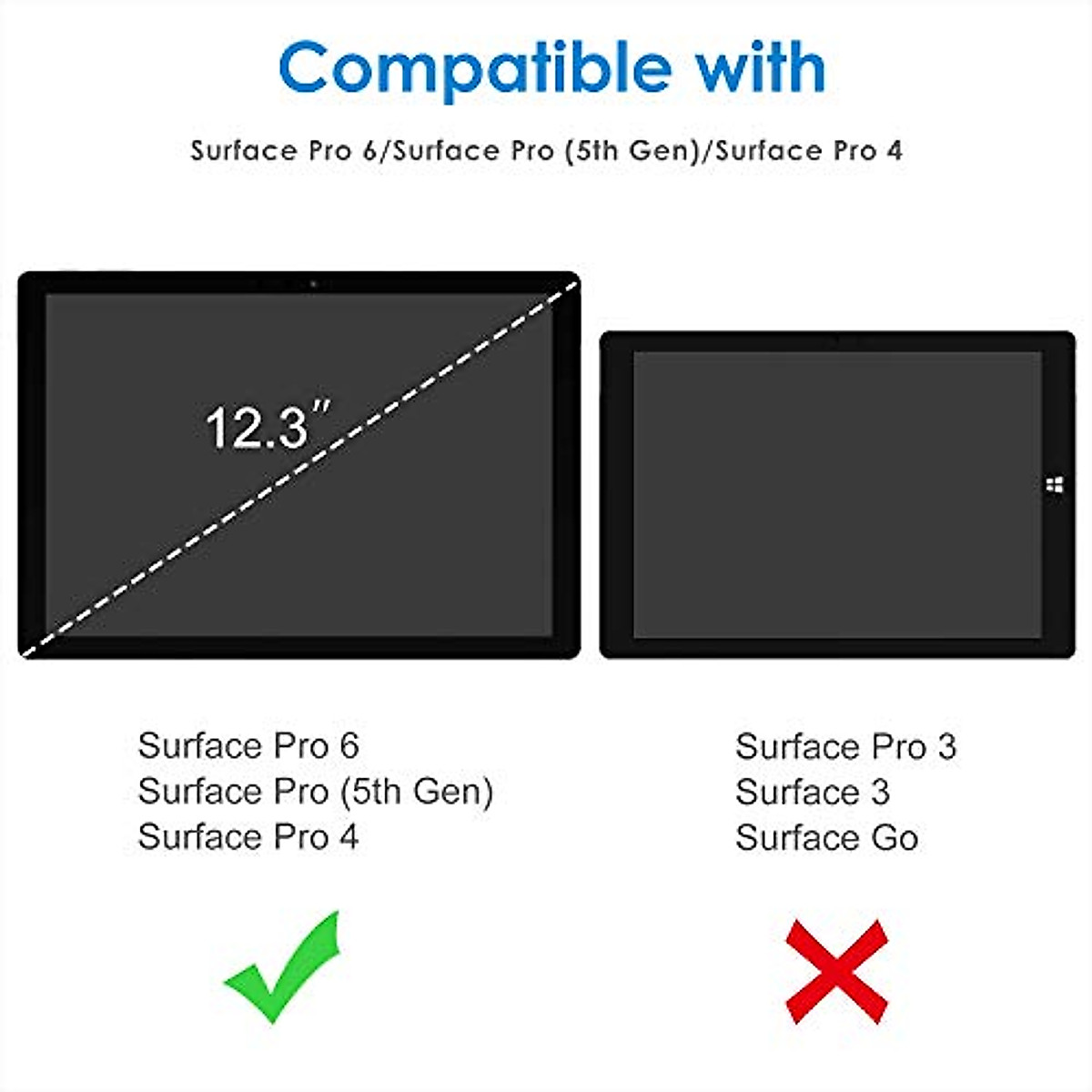 JETech Screen Protector for Microsoft Surface Pro 6/5/4, Tempered Glass Film