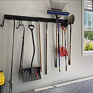 Ultrawall 22 PCS Tool Storage Rack, 112 Inches Adjustable Garage Organization Wall Mounted Storage System with 15 Hooks, Heavy Duty Steel Garden Tool Organizer Wall Holders
