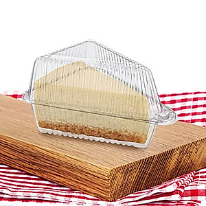200 Pcs Transparent Cake Slice Containers Plastic Containers with Lids 5“ Clear Medium Hinged Lid Cheesecake Pie Container Disposable to Go Box Food Containers for Take Out Packaging