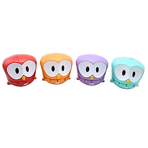 Ranvi Kitchen Timer 60 Minutes Cute Owl Novelty Manual Cooking Timer Desktop Decoration(Blue)