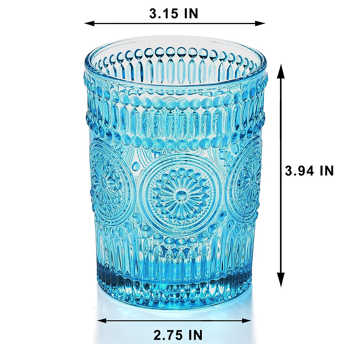 GLASS SMILE 6 Pack Romantic Water Glasses-10.5 OZ Purple Vintage Drinking Glasses Tumblers for Whisky, Beer, Juice, Beverages, Cocktail