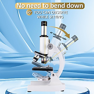 Microscope for Kids，40X-2000X Compound Microscope Mobile Phone Adapter with Microscope Slide Microscope kit for Home School Laboratories for Children Students