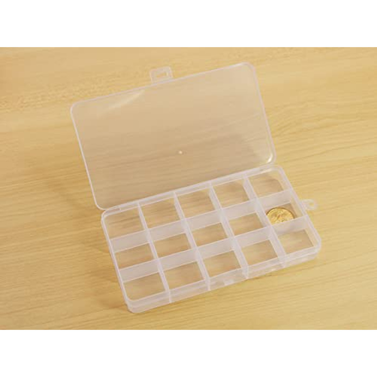 JESEP YONG 8 packs Plastic Organizer Box 15 Grids Clear Storage Container Jewelry Case with Fixed Dividers for Beads Art DIY Crafts Jewelry Fishing Tackles (8pcs 15 Grids Box)