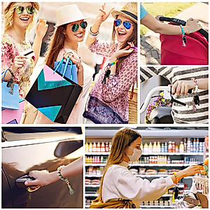 FIVWIN Silicone Keychain Bracelet for Women Beaded Keyring Wristlet House Car Keys Ring Holder with Gift Box (K-Morandi Purple)