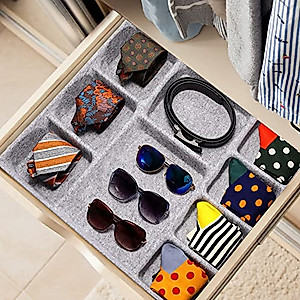 Welaxy Drawer Organizer trays with 9 compartments storage box multi storage purpose for home office desk closet bathroom kitchen (Gray)