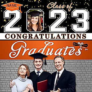 Custom Graduation Backdrop Banner Orange Large Congrats Grad Party Supplies Decorations Photography Background for 2023 Graduation Party