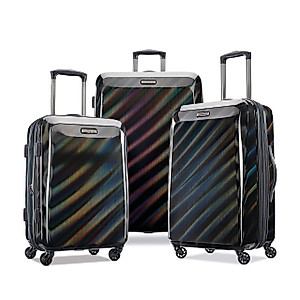 American Tourister Moonlight Hardside Expandable Luggage with Spinner Wheels, Iridescent Black, Carry-On 21-Inch