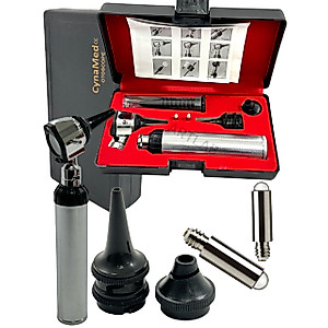 New SYNAMED USA 3.2V Otoscope Set Includes Set of Disposable Specula Adaptor and 3 Sizes of reuseable Specula Plus Hard CaseCase + 2FREE Bulb (CYNAMED Brand
