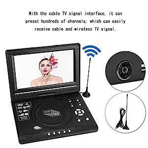 9.8'' Portable DVD Player, HD LCD Swivel Screen DVD Player Mini Game TV Player FM Radio Receiver for Kids Car with AV Input/Output Support SD/USB Compatible with AVI, EVD, DVD, SVCD, VCD, CD etc (US)