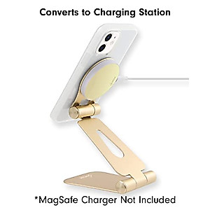 Sonix Magnetic Adjustable Cell Phone Desk Stand Pedestal Compatible with Apple MagSafe (Gold)