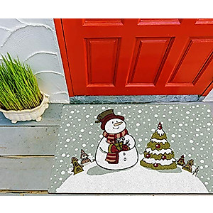 Brumlow MILLS Snowman Washable Festive Christmas Snow Scene Indoor or Outdoor Holiday Area Rug for Living or Dining Room, Bedroom Carpet and Kitchen Runner Rug, 30" x 46", Snow Christmas Tree